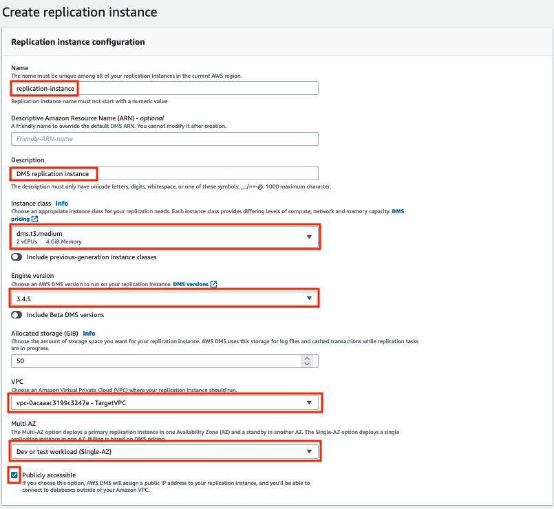 Create Replication Instance Aws Application Migration Workshop
